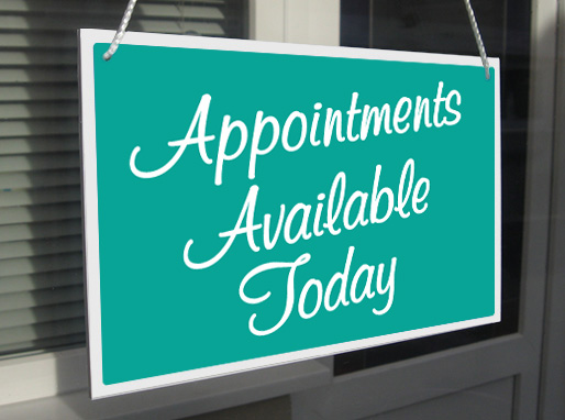 APPOINTMENTS AVAILABLE TODAY SHOP HANGING SIGN, WINDOW, DOOR - ANY ...
